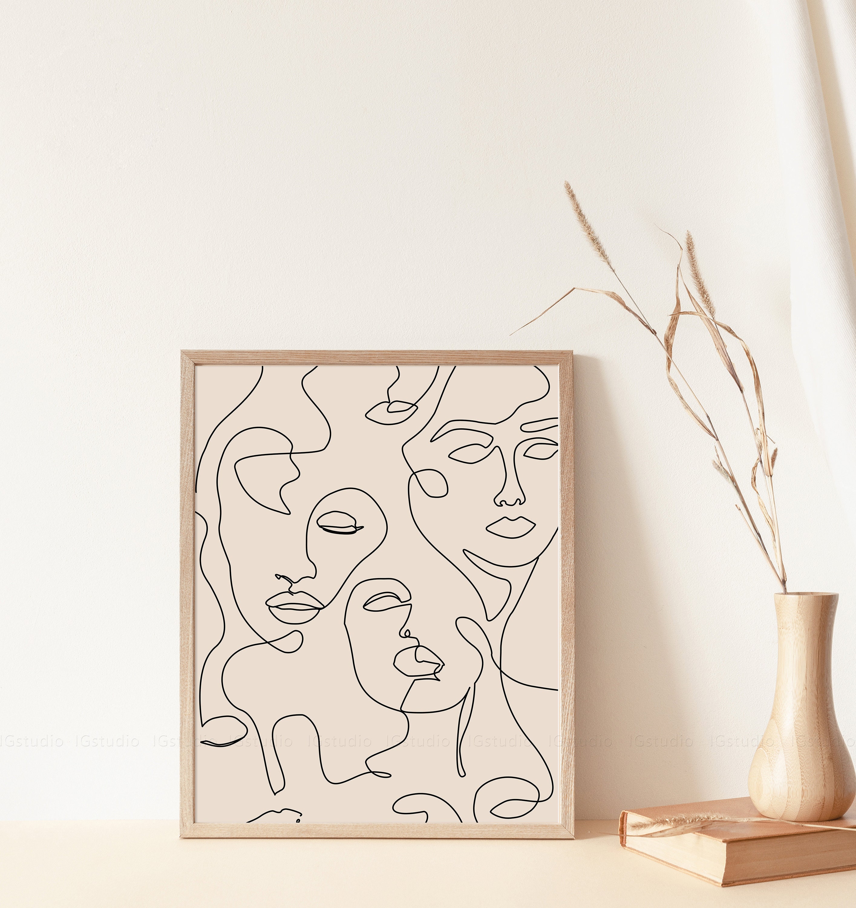 Abstract Line Art Face Print Woman One Line Drawing | Etsy