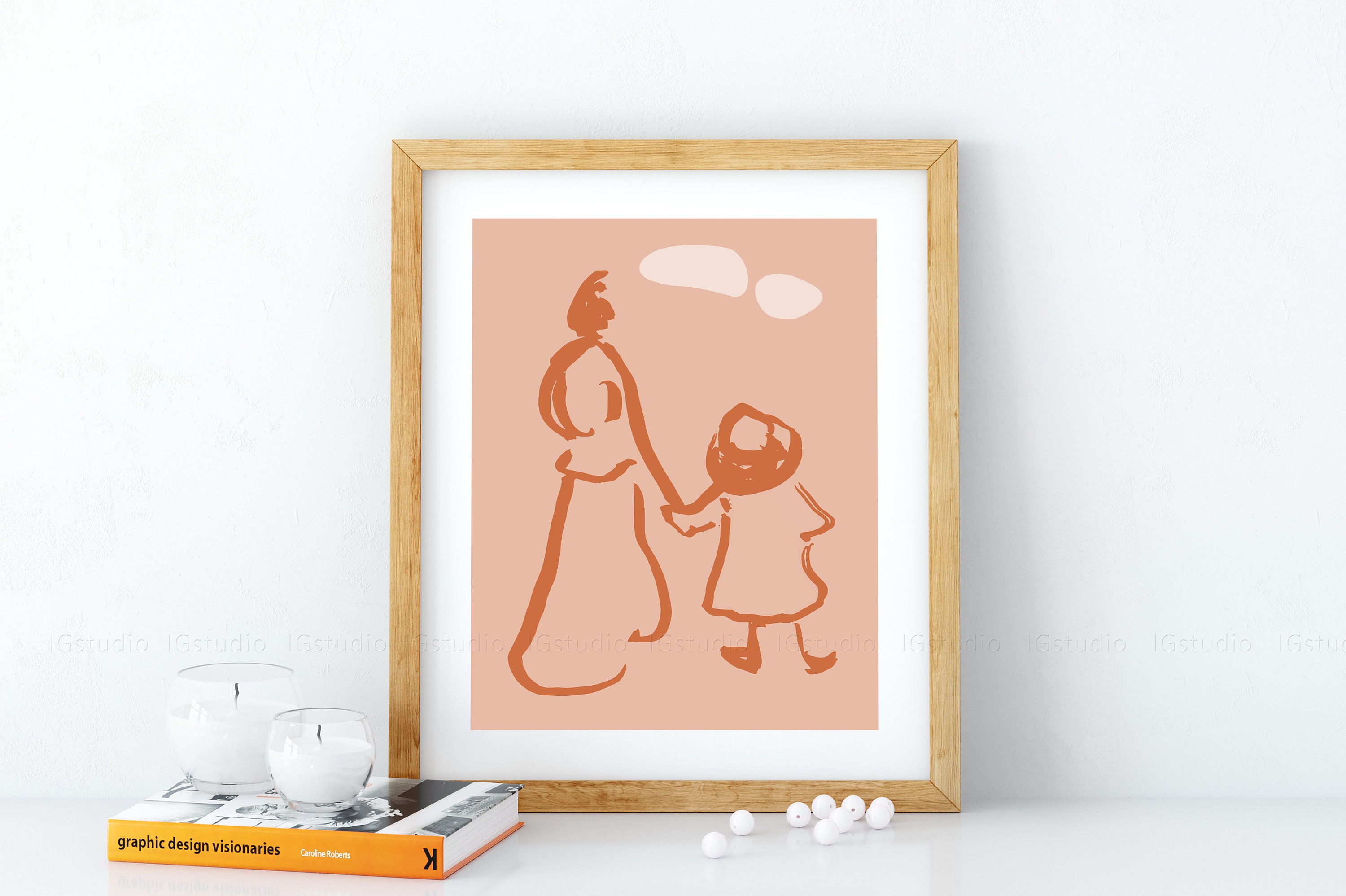 Mother and Child Line Drawing Print Minimalist Art Printable | Etsy