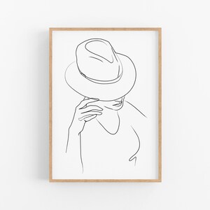 Cowgirl Line Art Print, Western Wall Art, Line Drawing Print, Single ...