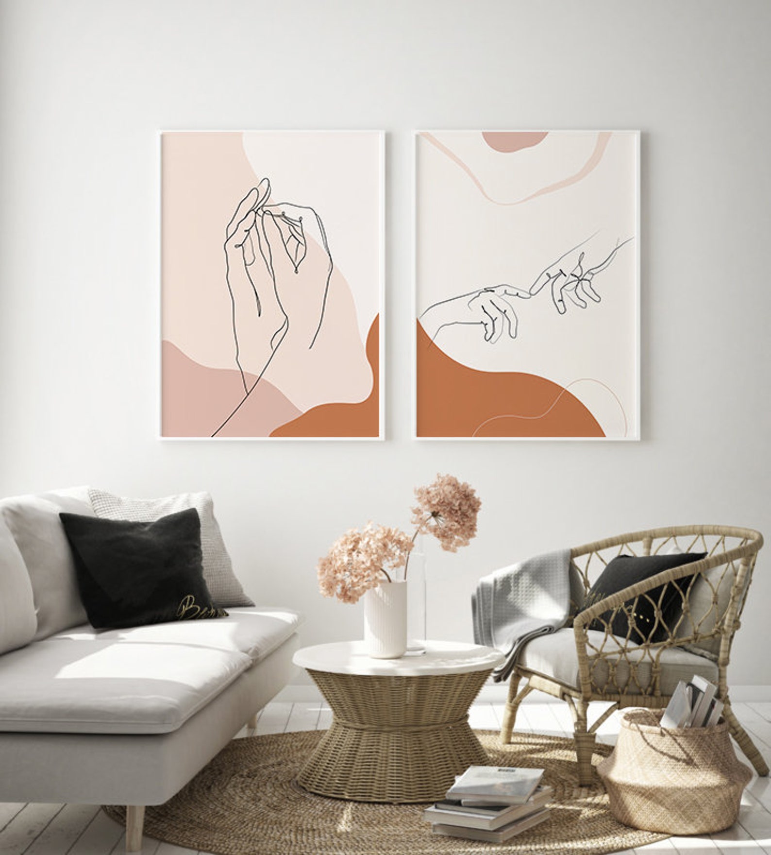 Holding Hands Line Art Line Drawing Print Neutral Tones - Etsy