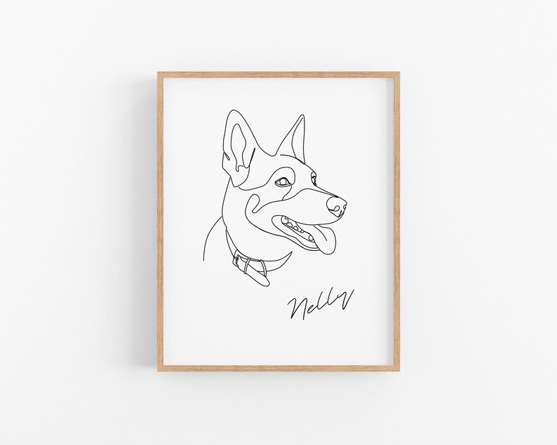Pet Portrait Dog Portrait Custom Line Art Custom Dog - Etsy
