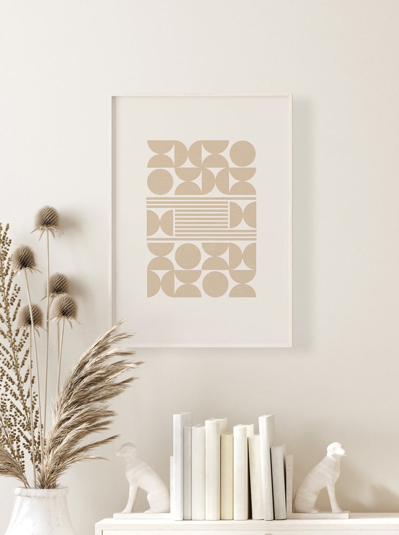 Beige Geometric Printable Mid Century Modern Art, Neutral Wall Art ...