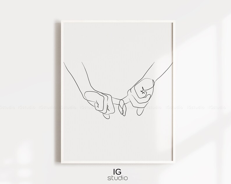 Pinky Swear Printable Lover's Hands Print One Line - Etsy