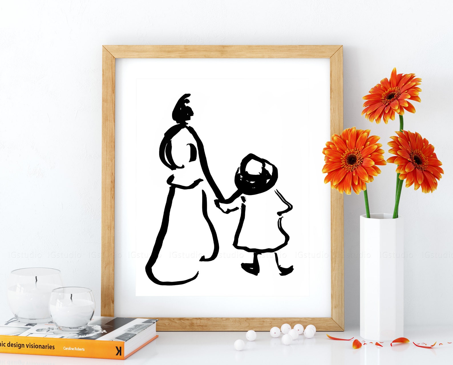 Mother and Child Line Drawing Print Minimalist Art Printable | Etsy