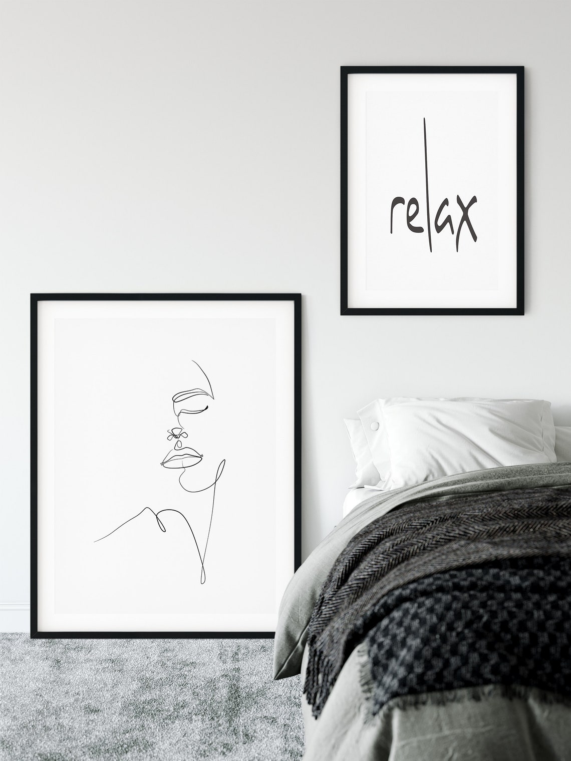 Relax Print Printable Wall Art Black and White Home Decor - Etsy