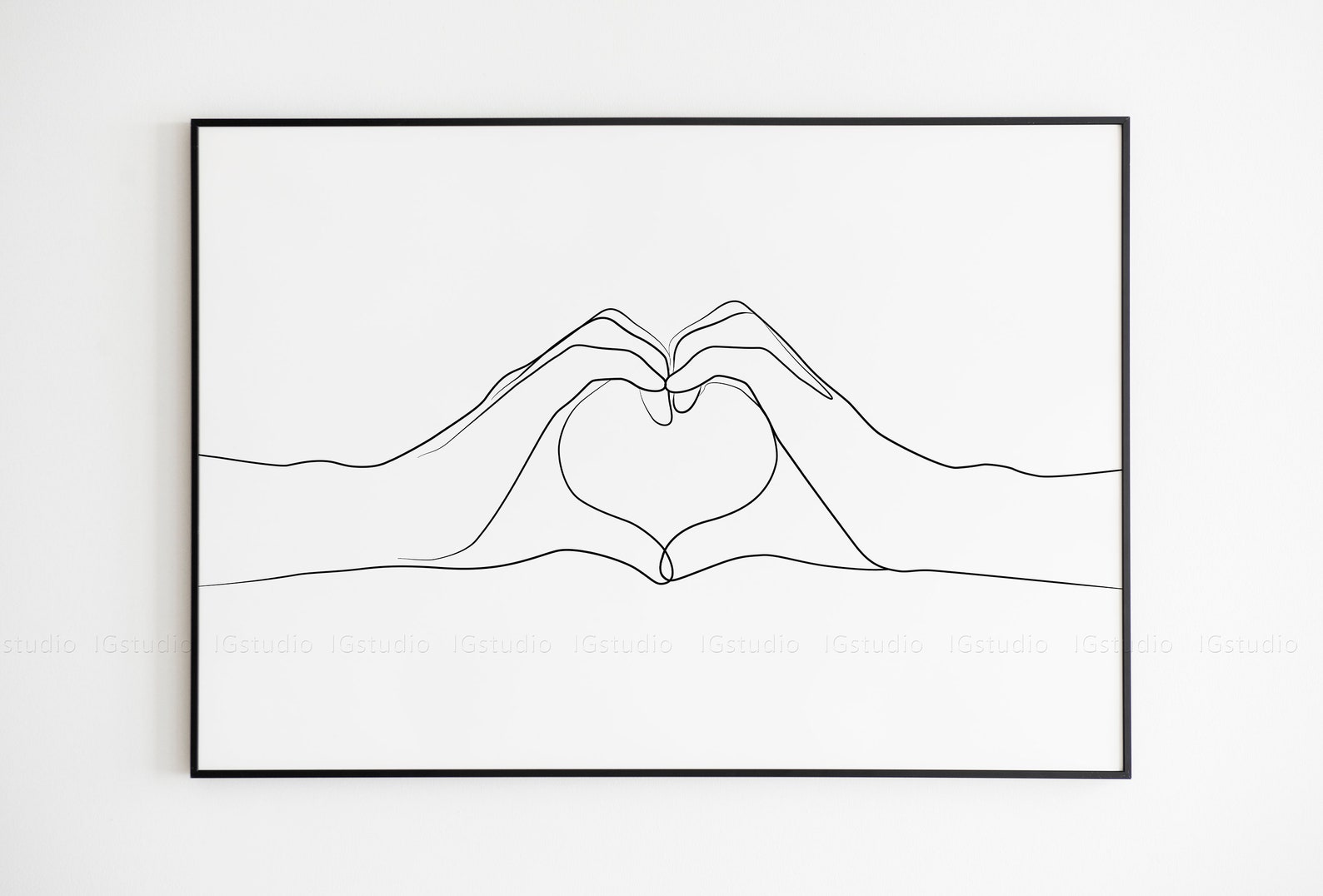 Hand Heart Printable, One Line Drawing Print, Love Hands Gesture ...