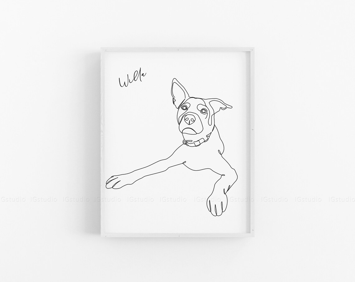 Pet Portrait Dog Portrait Custom Line Art Custom Dog - Etsy
