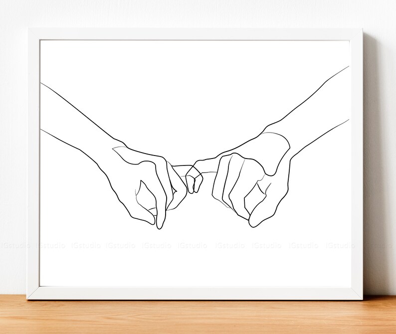 Pinky Swear Printable One Line Drawing Print Single Line Art | Etsy