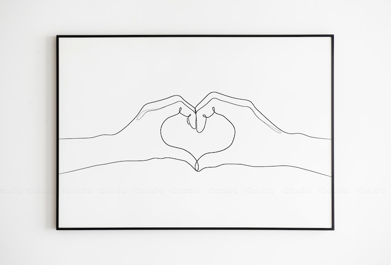 Hand Heart Printable One Line Drawing Print Love Hands - Etsy