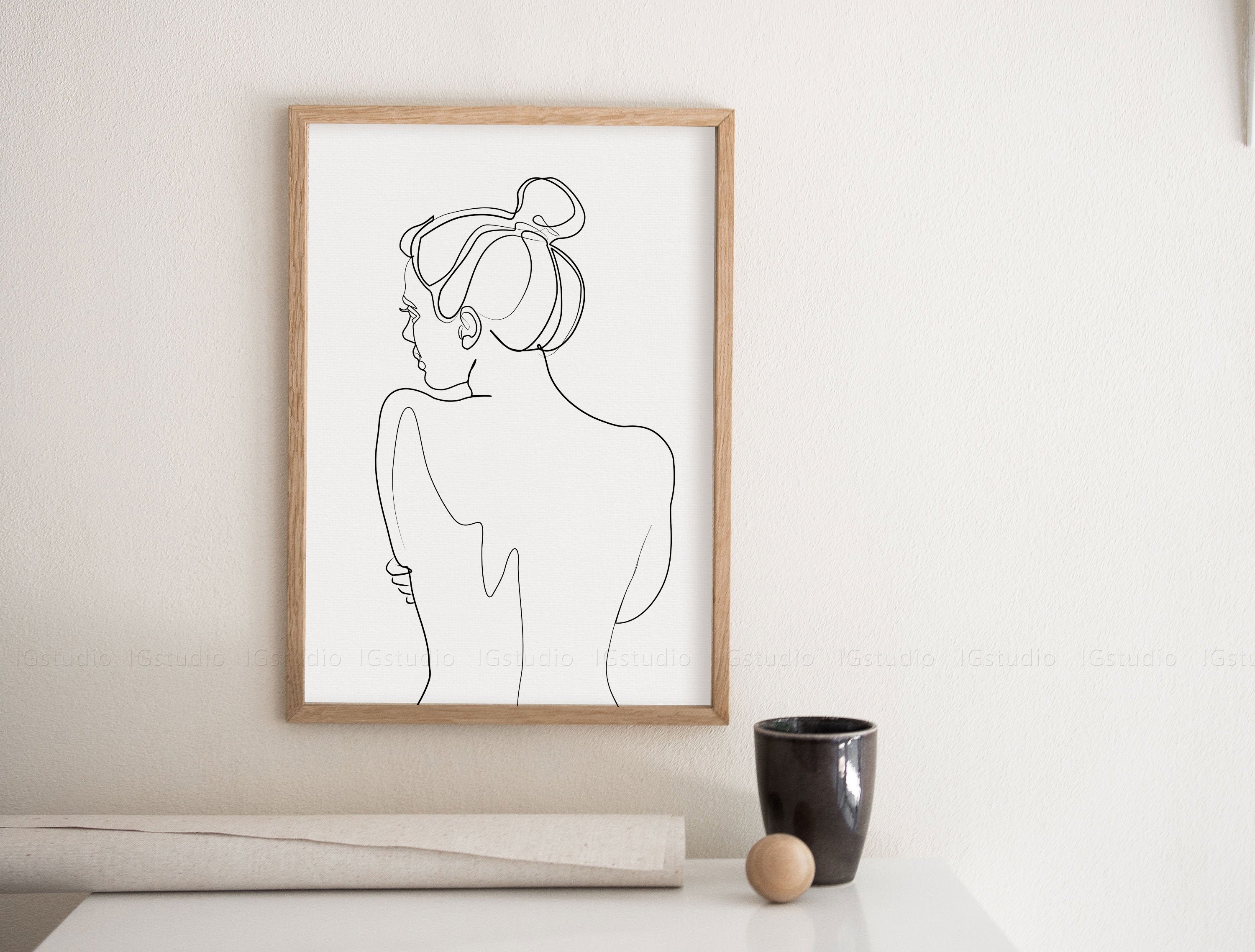 Female Back Line Art Woman Figure Drawing Printable Wall | Etsy