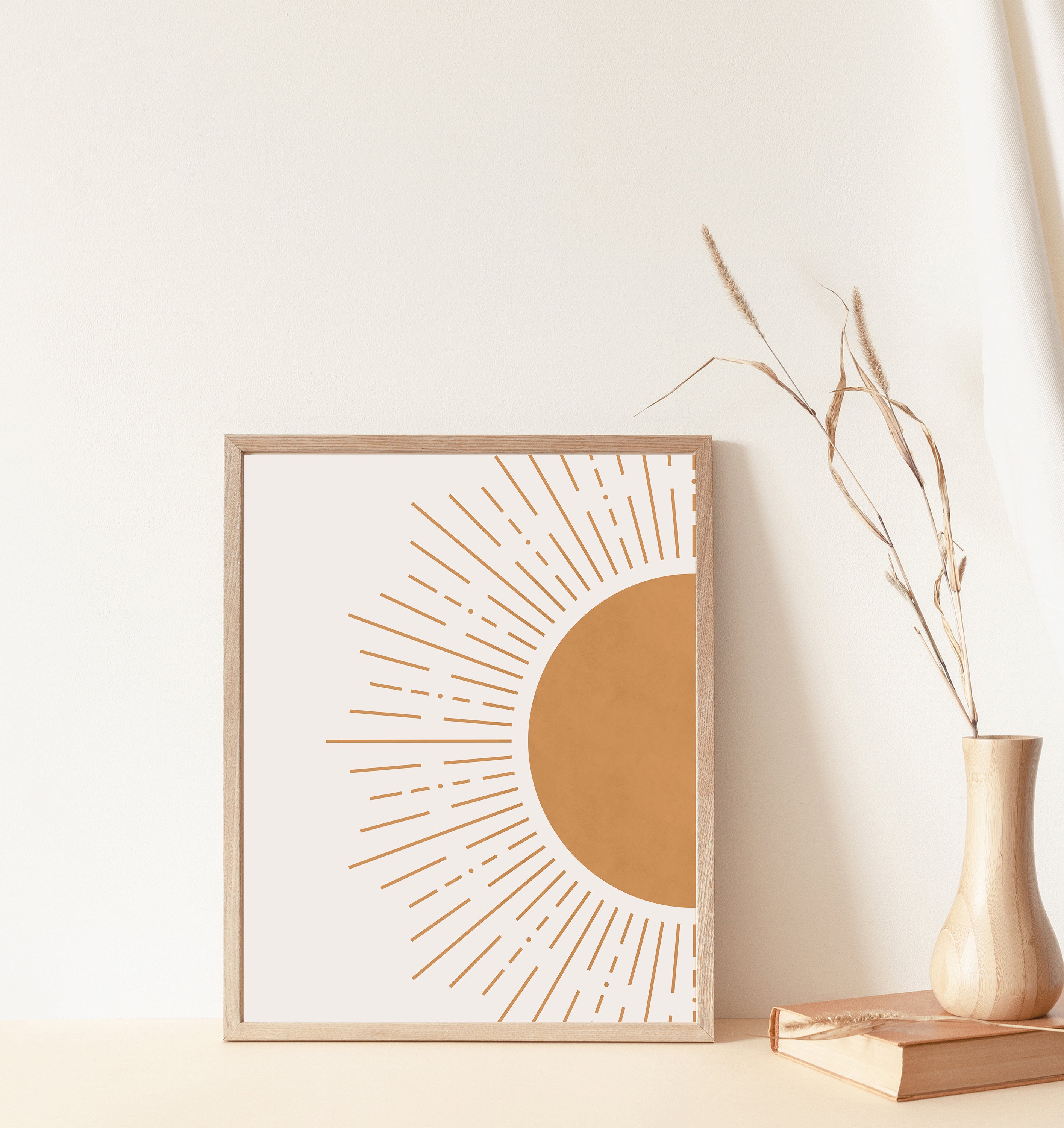 Abstract Sun Rays Art Print, Mid Century Modern Printable Art, Boho ...