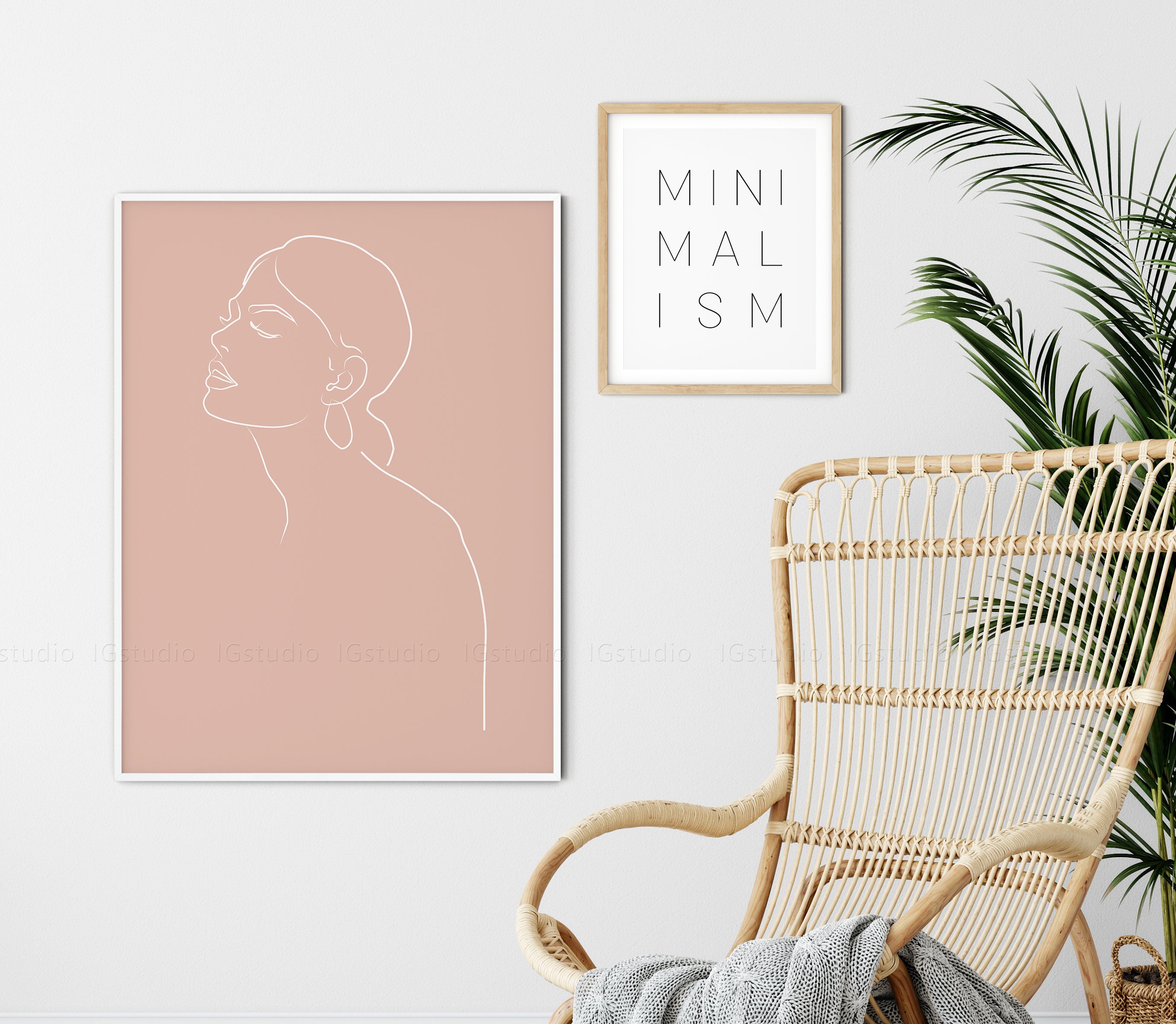 Single Line Art Print, Woman One Line Drawing, Blush Pink Wall Art ...