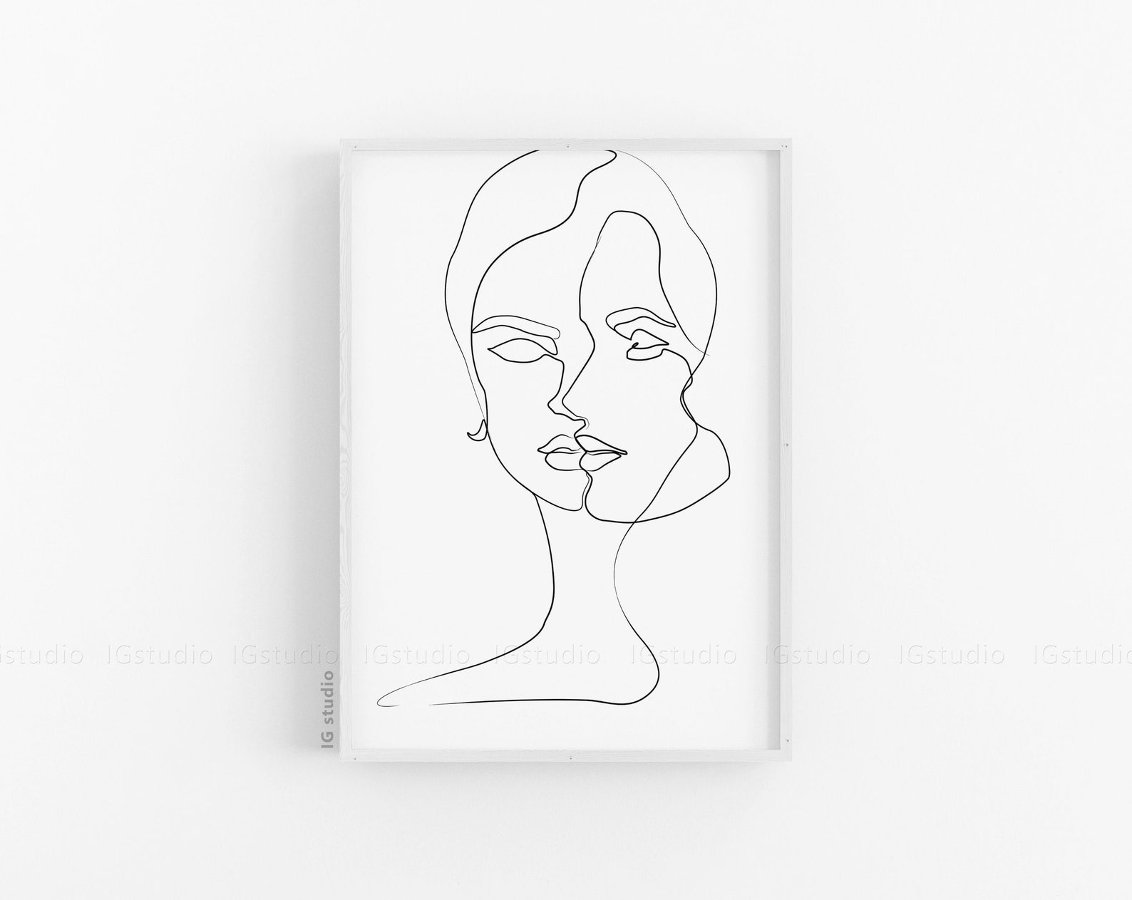 Faces Single Line Woman One Line Drawing Printable Line Art | Etsy