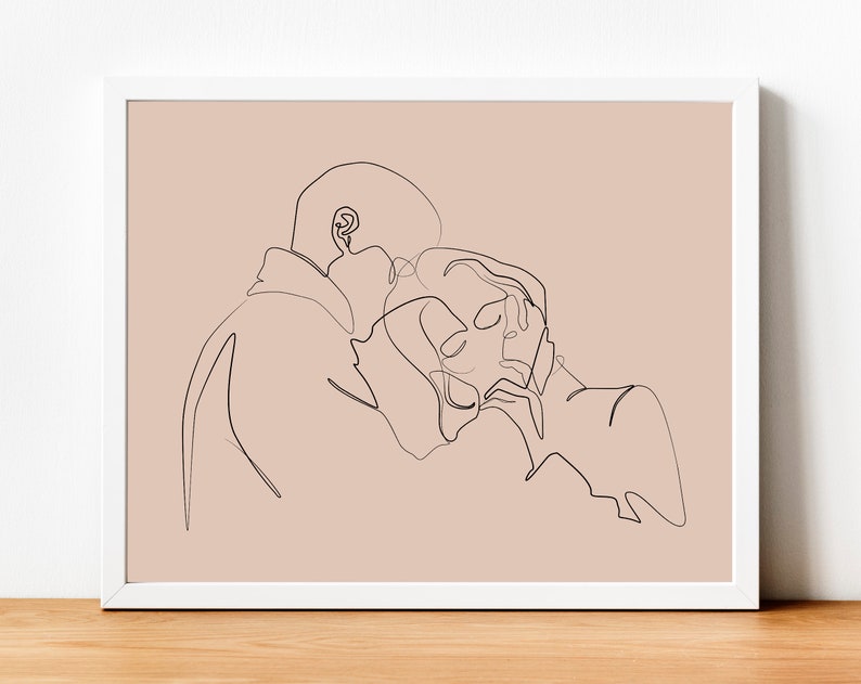 One Line Couple Drawing Print Single Line Art Line Drawing | Etsy
