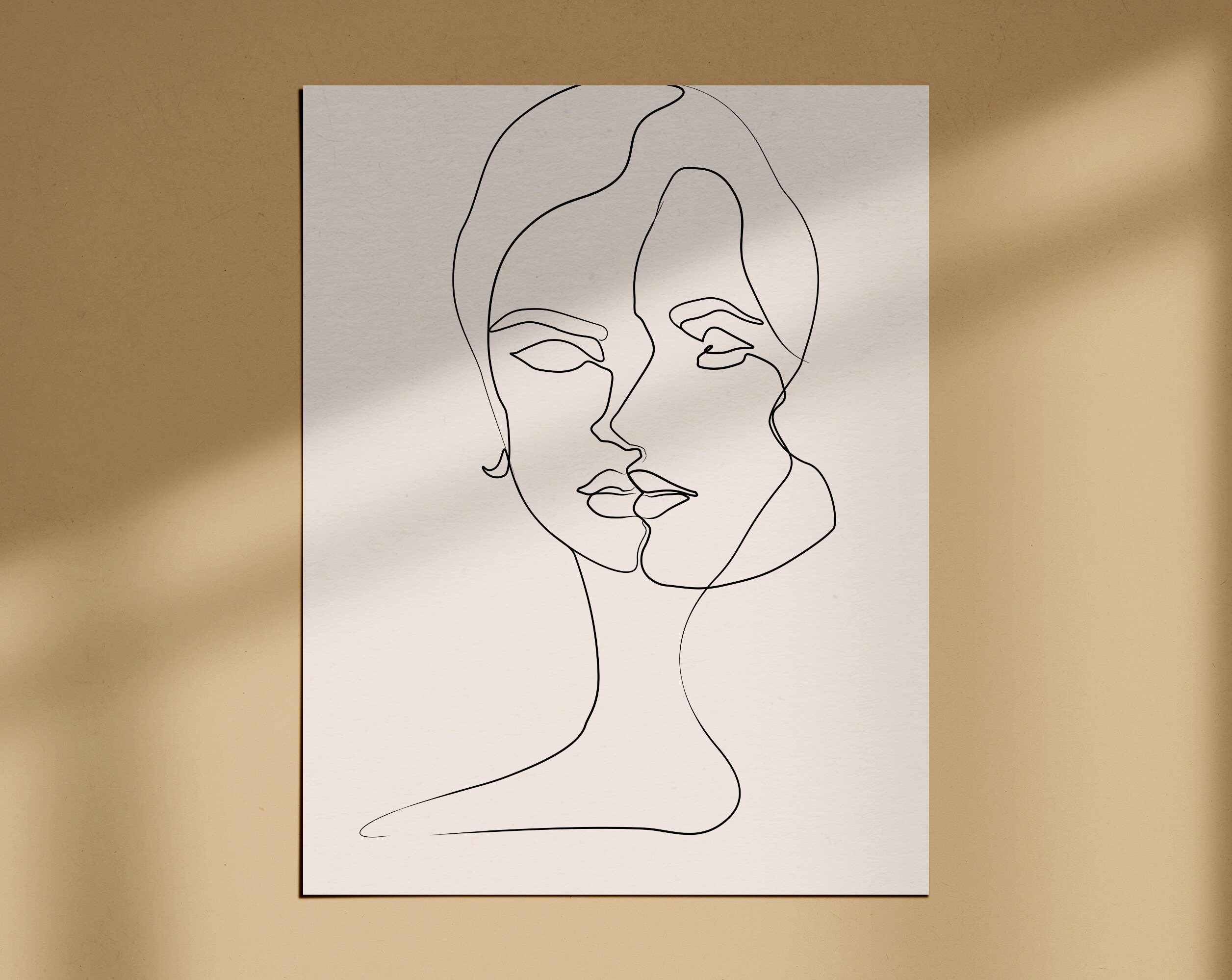 Faces Single Line Woman One Line Drawing Printable Line Art | Etsy