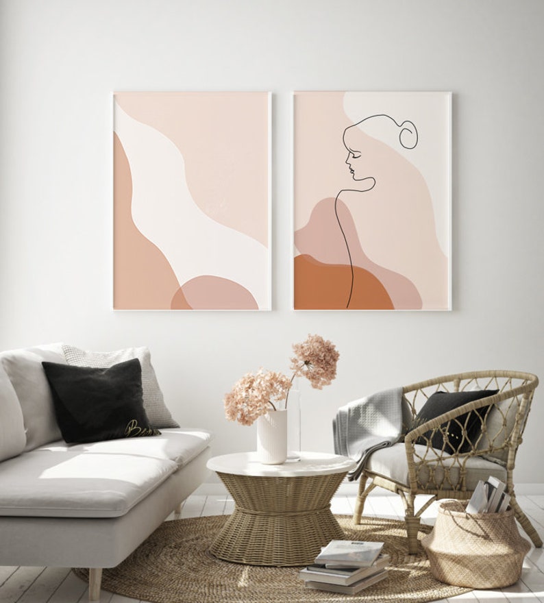 Set of 2 Abstract Prints Printable Line Art Female Figure - Etsy