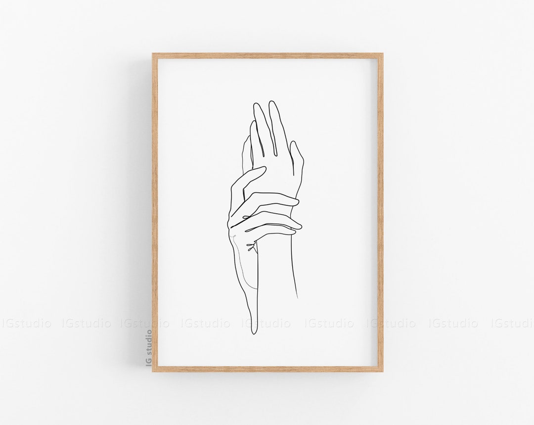 Holding Hands Line Art Print, One Line Drawing, Printable Wall Art ...