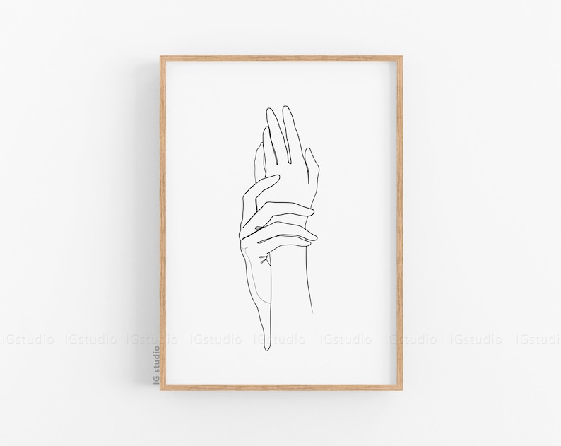 Holding Hands Line Art Print One Line Drawing Printable Wall - Etsy