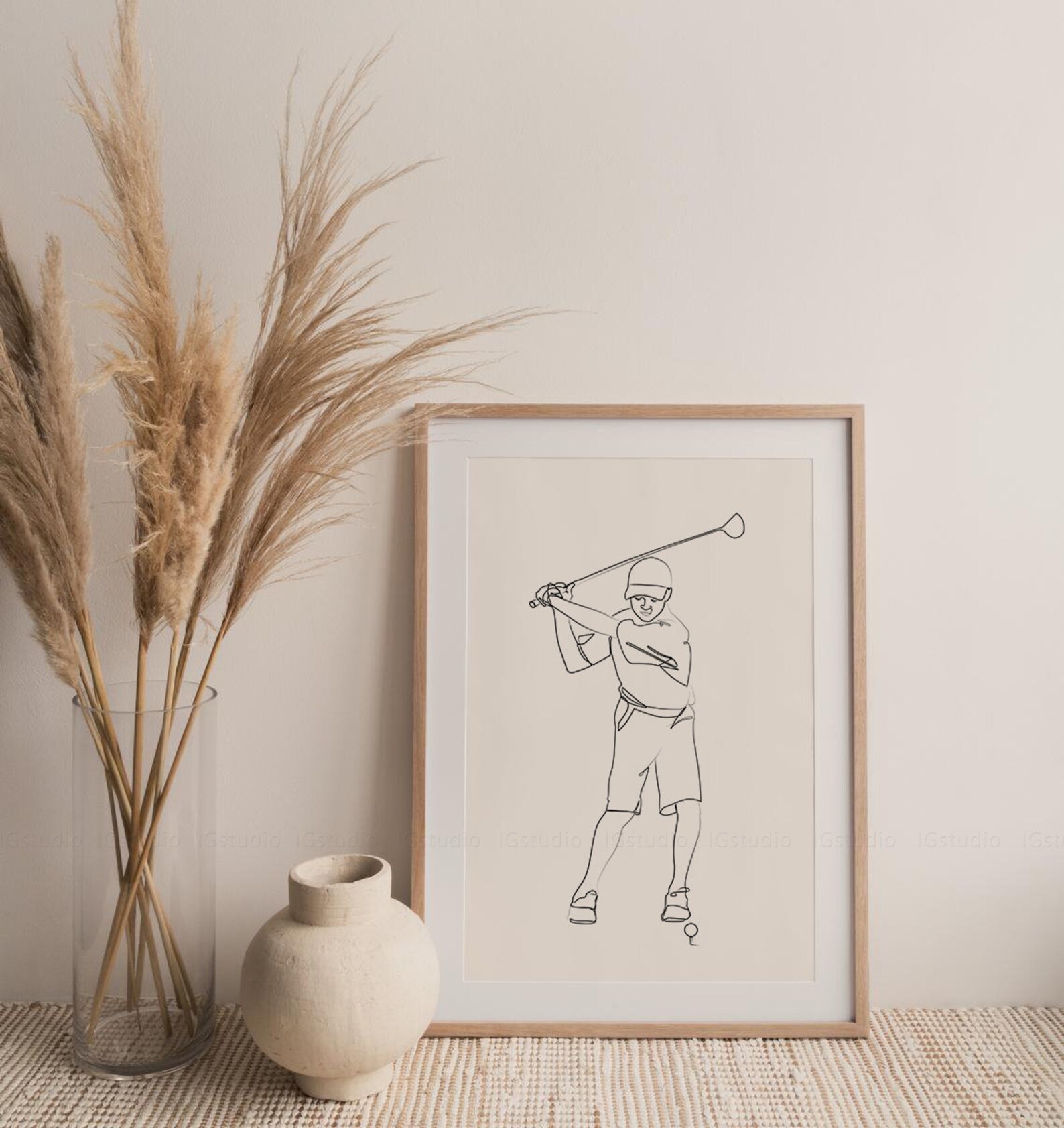 Golf Player Line Art Print, Golf Gift Printable, One Line Drawing ...