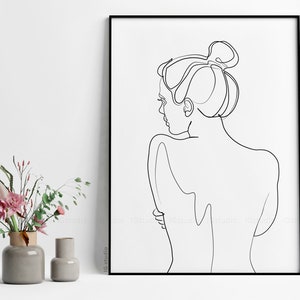 Female Back Line Art, Woman Figure Drawing, Printable Wall Art ...