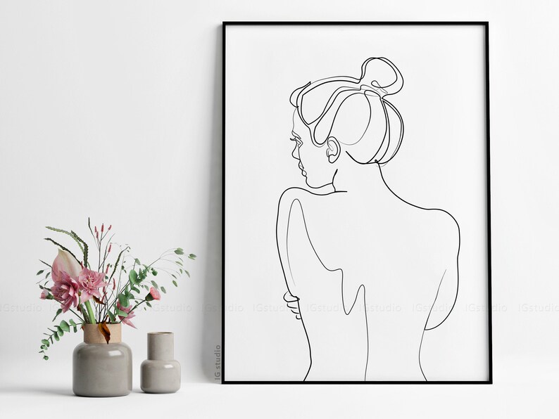 Female Back Line Art Woman Figure Drawing Printable Wall - Etsy
