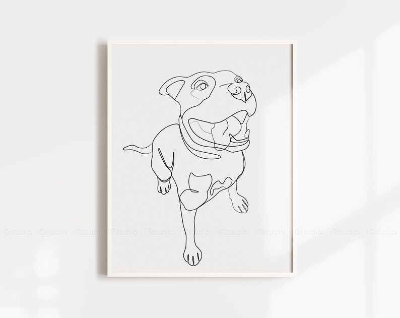 Pet Portrait Dog Portrait Custom Line Art Custom Dog - Etsy