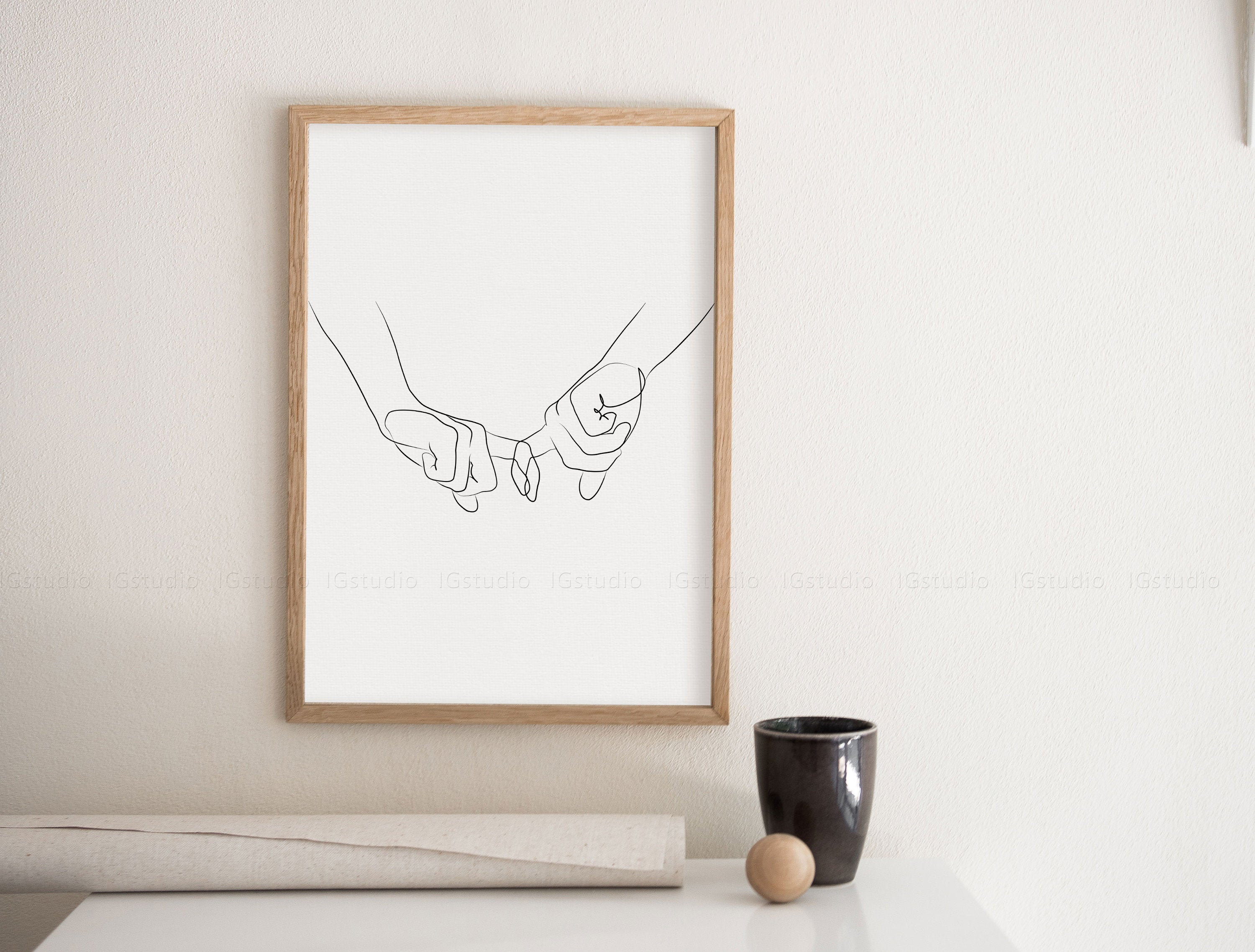 Pinky Swear Printable Lover's Hands Print One Line - Etsy
