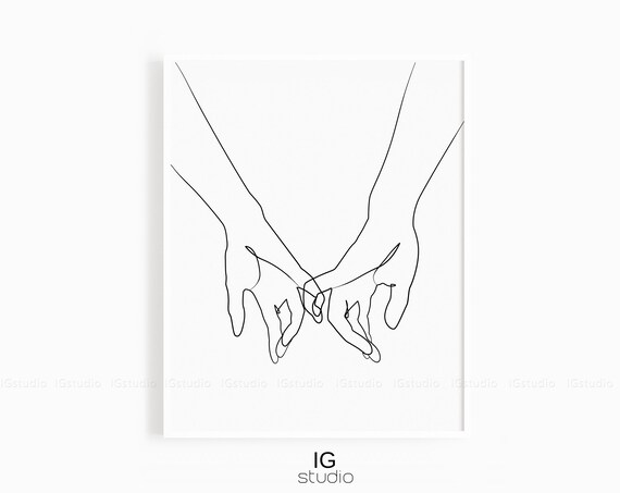 Pinky Swear Line Art Printable One Line Drawing Print Single | Etsy