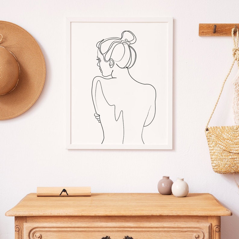 Female Back Line Art Woman Figure Drawing Printable Wall - Etsy