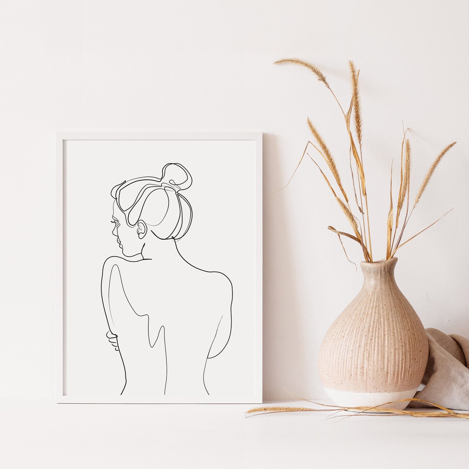 Female Back Line Art Woman Figure Drawing Printable Wall | Etsy