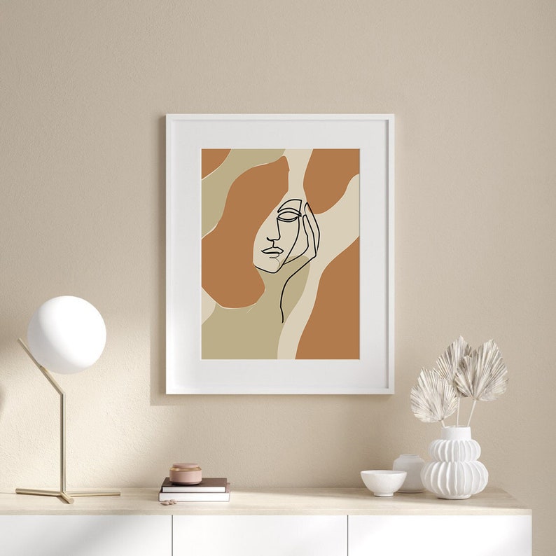 Abstract Woman Face Line Art Print Printable Wall Art Earthy - Etsy