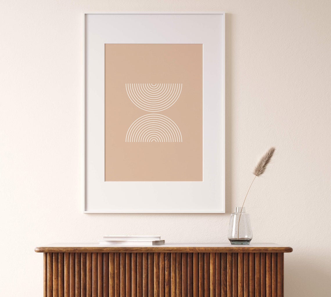 Mid Century Modern Rainbow Print Printable Wall Art Warm | Etsy