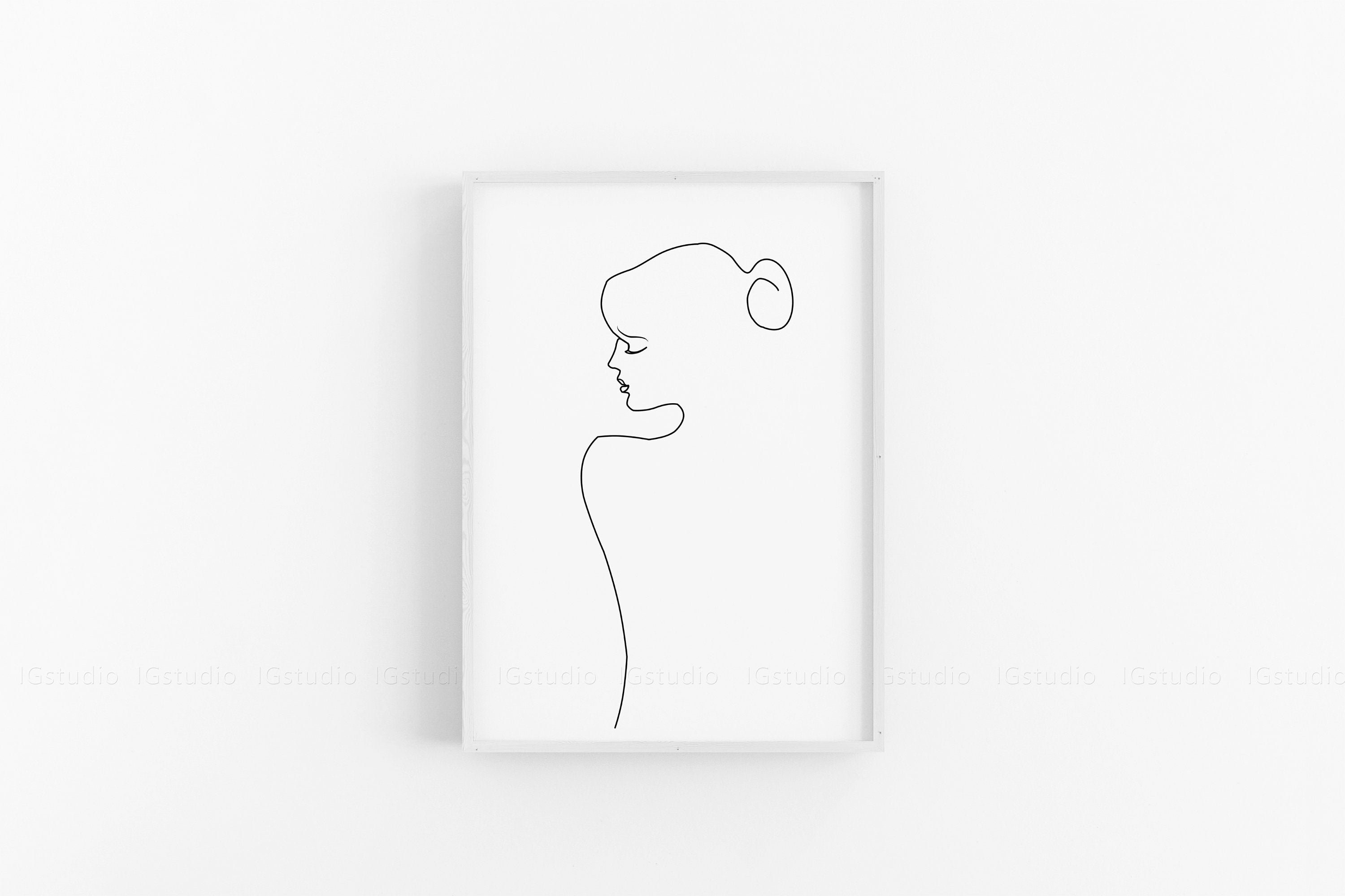 Woman One Line Drawing Printable Line Art Female Face Sketch | Etsy