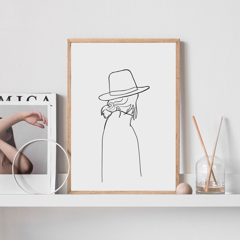 Woman Fashion Line Art Print One Line Drawing Minimalist - Etsy