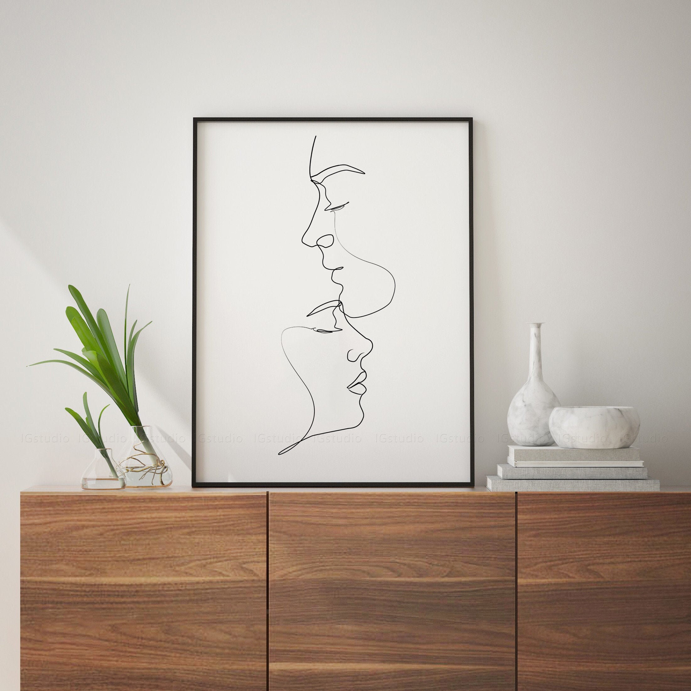 Couple Line Art Print One Line Drawing Single Line Couples | Etsy