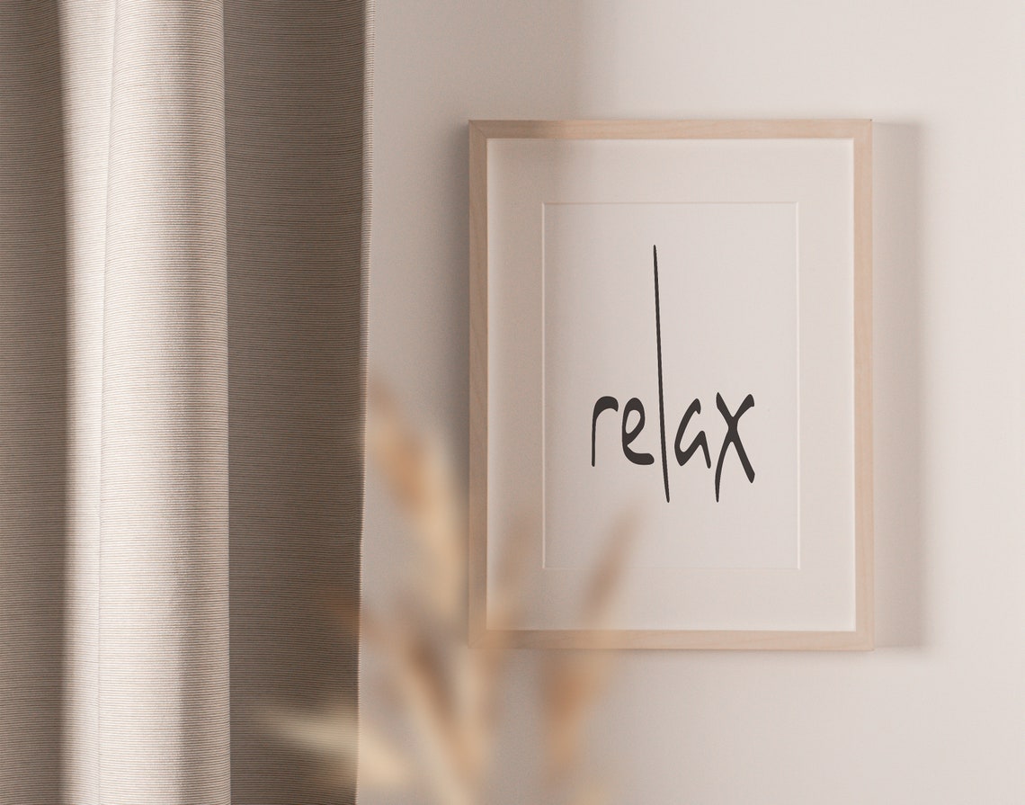Relax Print Printable Wall Art Black and White Home Decor - Etsy