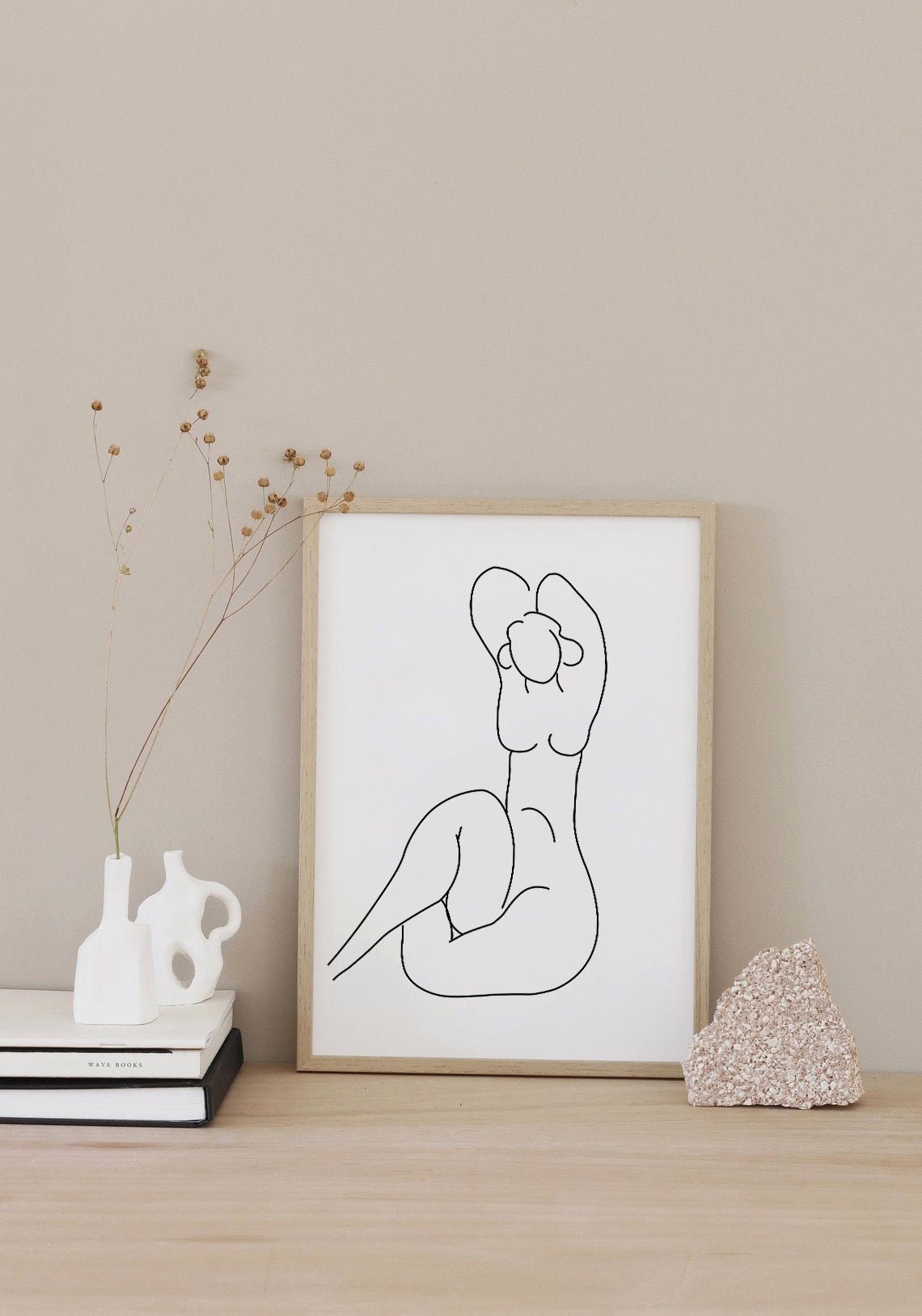 Woman Nude Line Drawing Printable Line Art Female Figure Etsy