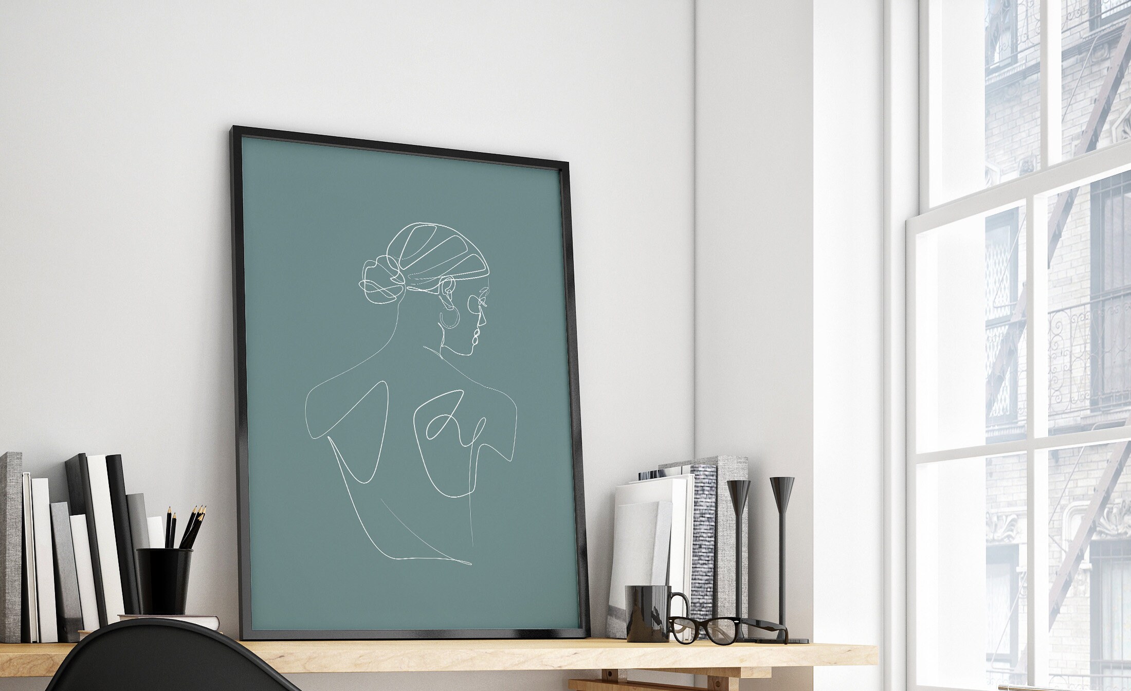 Woman Single Line Art Print One Line Drawing Blue Print - Etsy