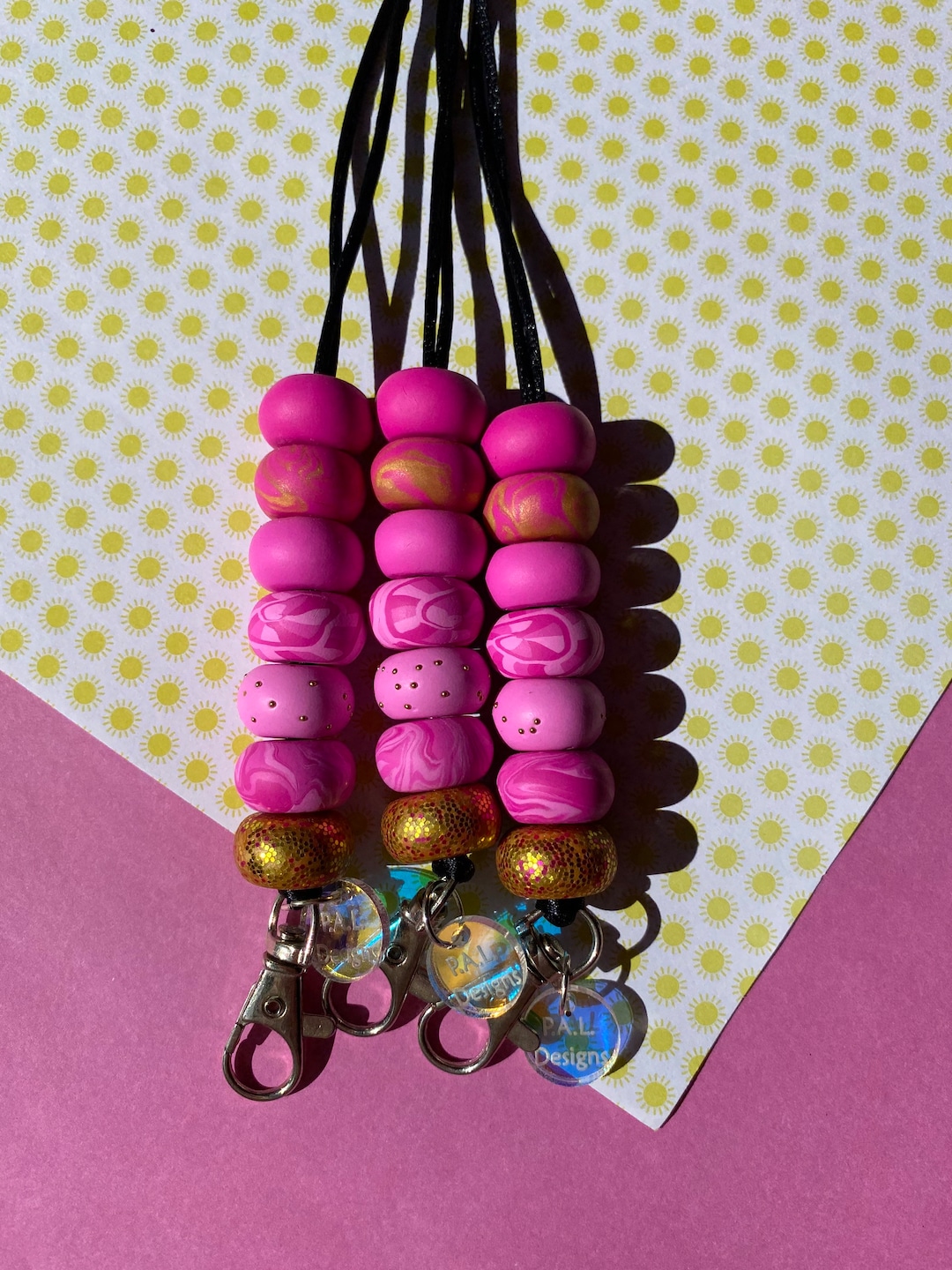 Barbie Inspired Lanyard Pink and Gold Lanyard Glitter Lanyard Marble ...