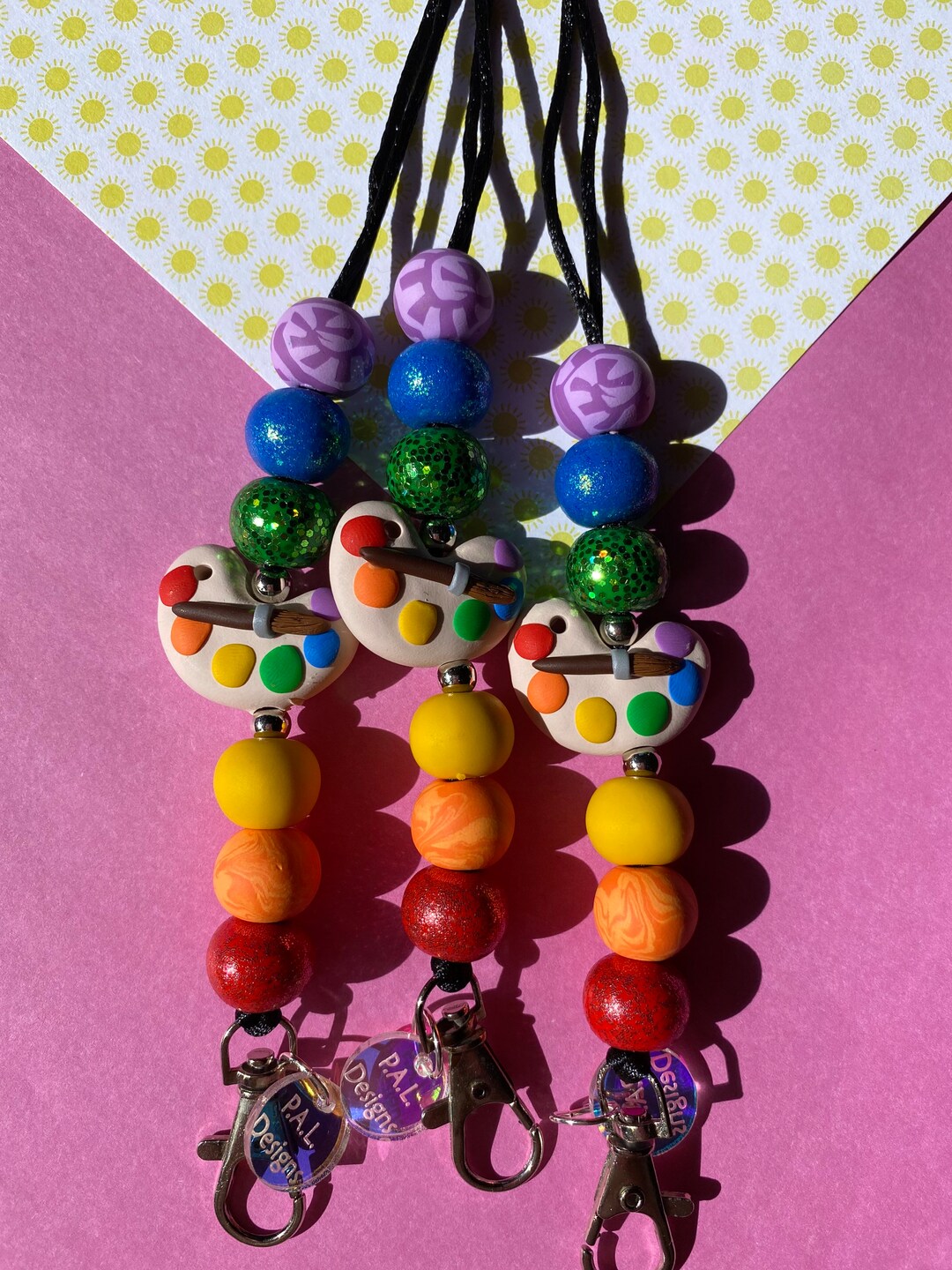 Art Pallet Lanyard * Art Teacher * Rainbow Lanyard * Polymer Clay ...