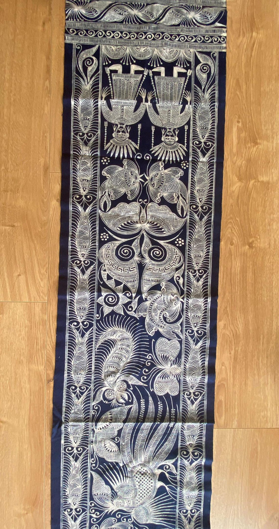 Hmong Miao Batik Fabric - Hand Draw - Wax Resist Indigo Dye,hmong ...