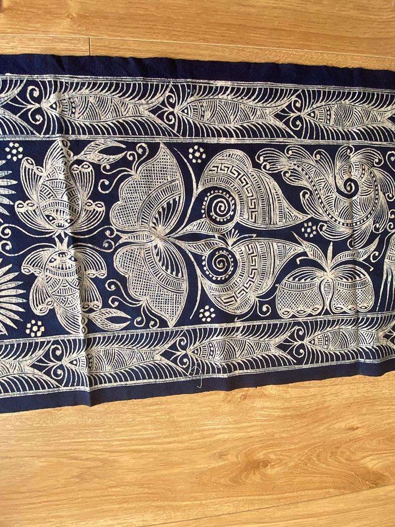 Hmong Miao Batik Fabric - Hand Draw - Wax Resist Indigo Dye,hmong ...