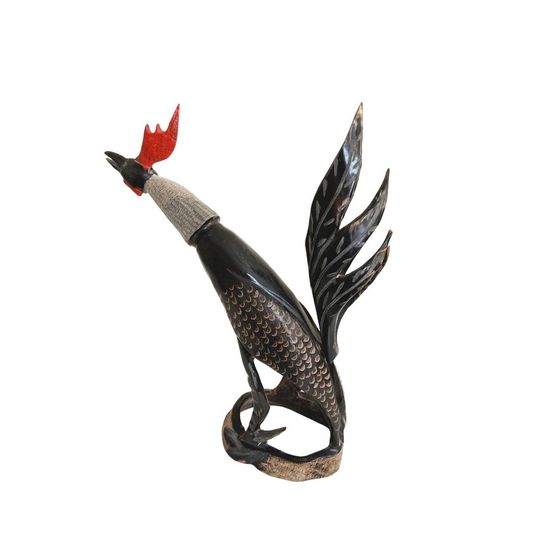 Rooster Hand Carved Horn Animal Folk Art - Etsy