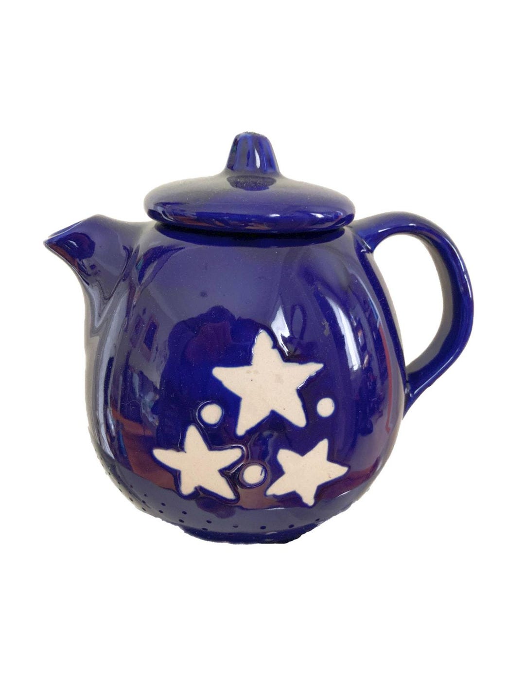 Vintage Navy Blue Pottery Stars Teapot Tea Pot - Etsy