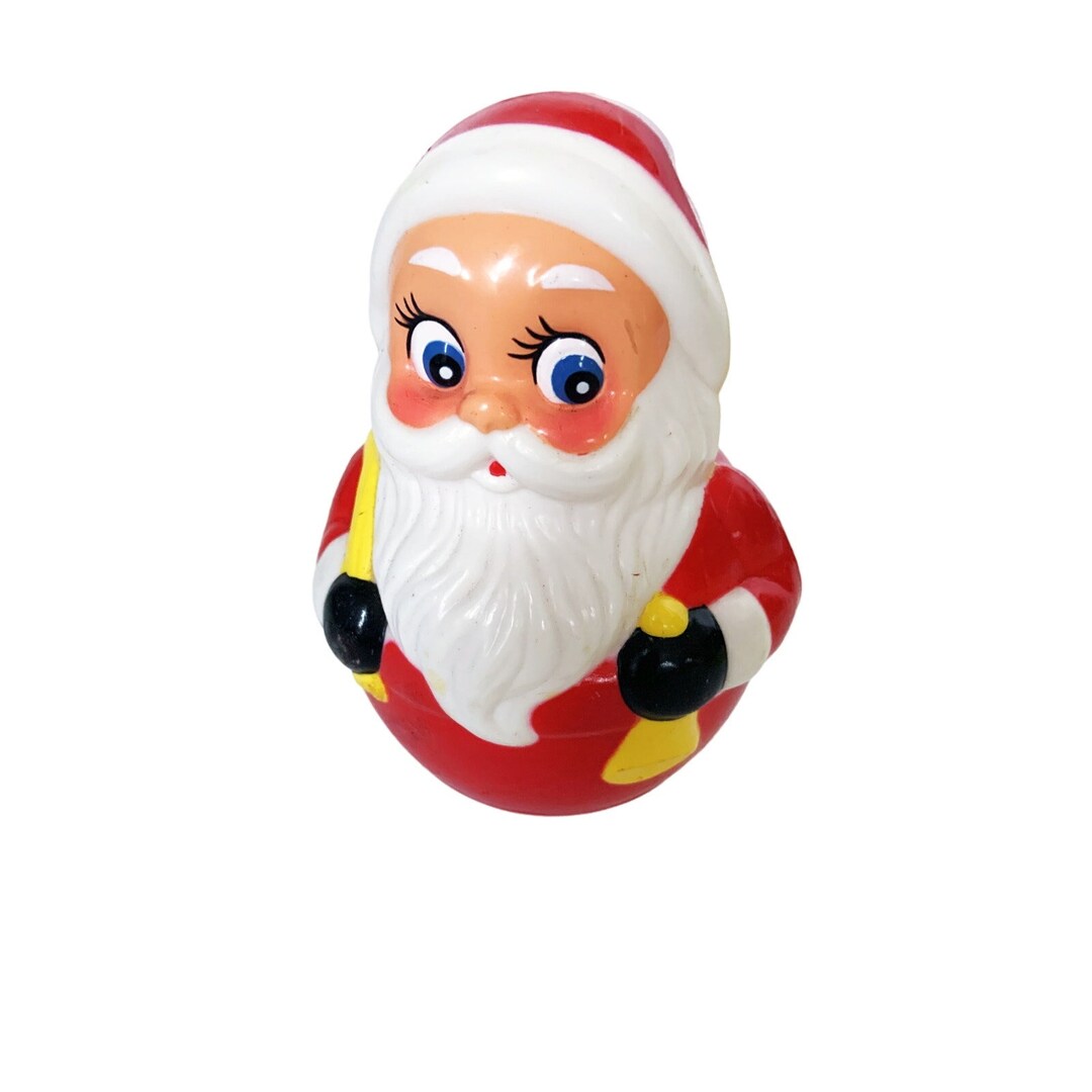 Vintage Santa Rolly Poly Wobble 1950s Bell Chime Toy Made in USA Kiddie ...