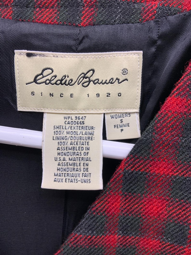 Womens Eddie Bauer 100% Wool Red Black Plaid Vest Size S - Etsy