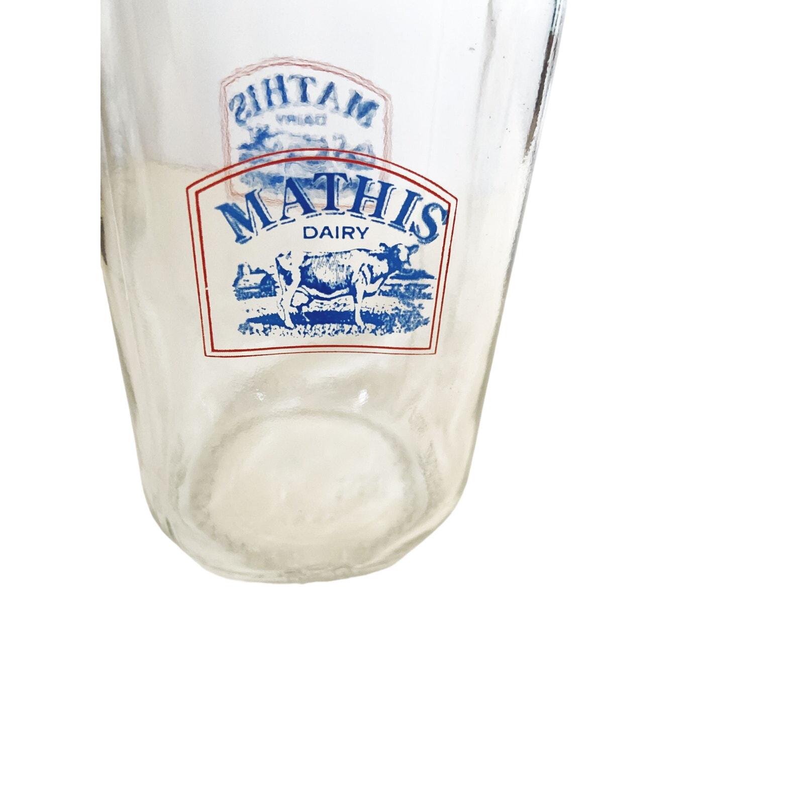 Mathis Dairy Cow Graphic Blue Quart Milk Bottle Square 50s 60s - Etsy