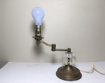 Vintage Brass Swing Arm Lamp, Adjustable Lamp, Brass Table Lamp, Desk ...