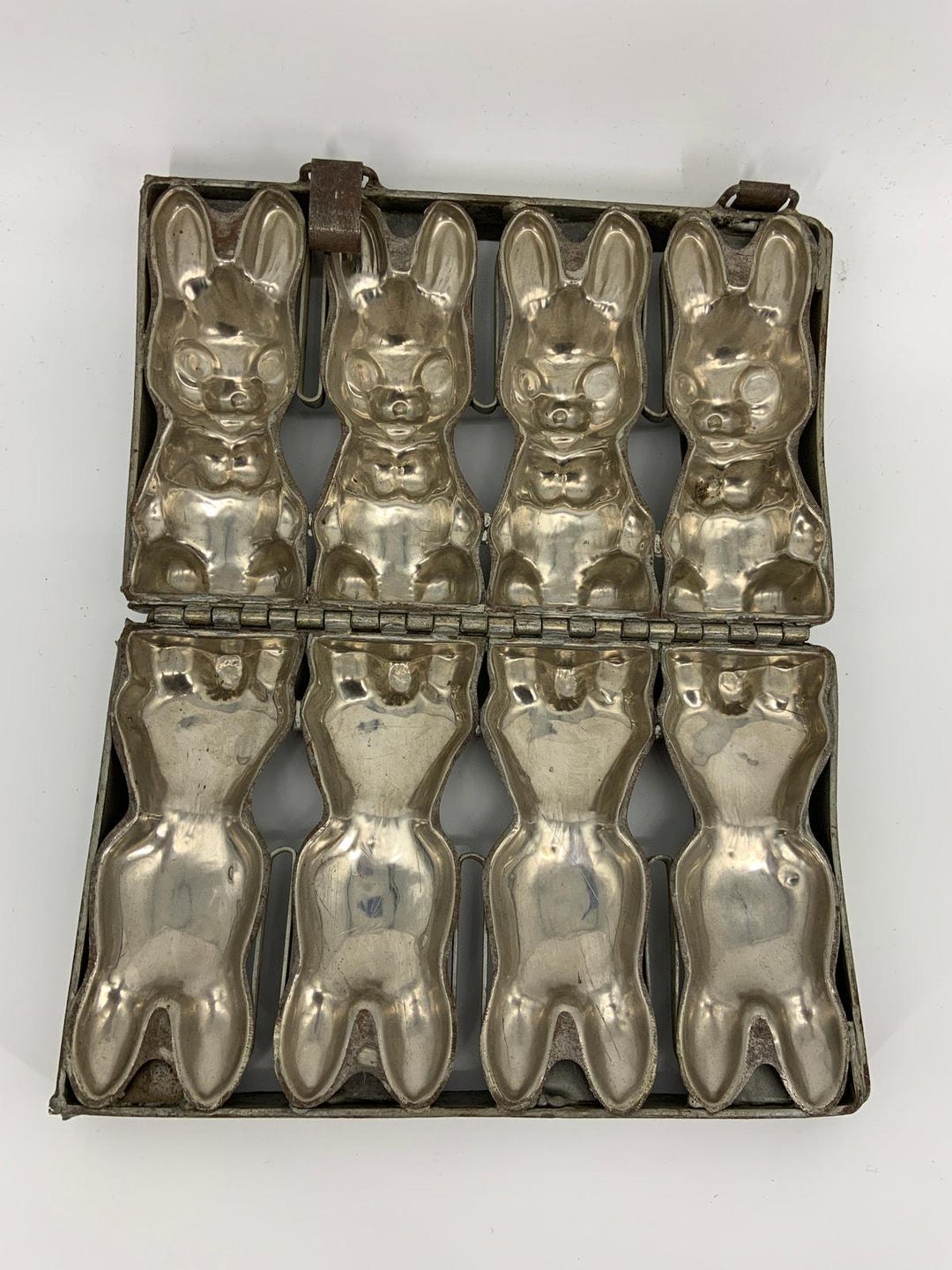 Antique Easter Bunny Chocolate Molds Sugarcraft 3D Rabbit Metal Hinge ...