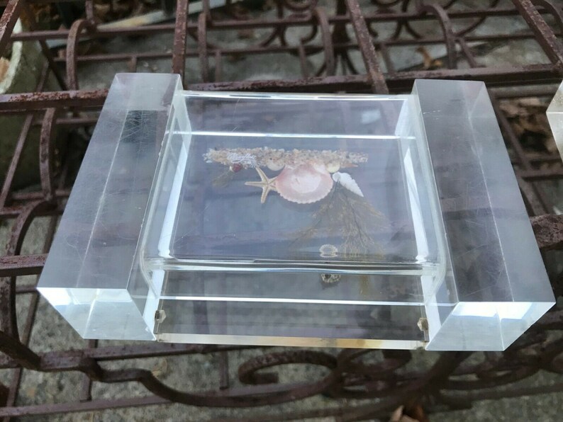 Vintage MCM Set Lucite Cigarette Case and Lighter Sea Shells - Etsy